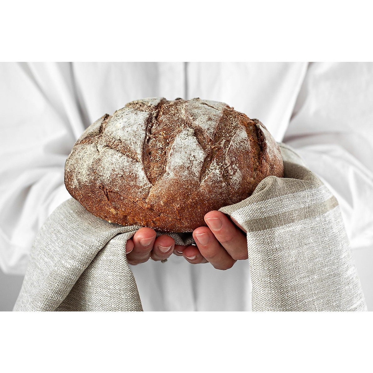 LINENVIBE Pure Linen Kitchen Tea Towels Set of 2 Flax Dish Towels 17 x 27 inches with Navy Blue French Country Stripes. (Navy)