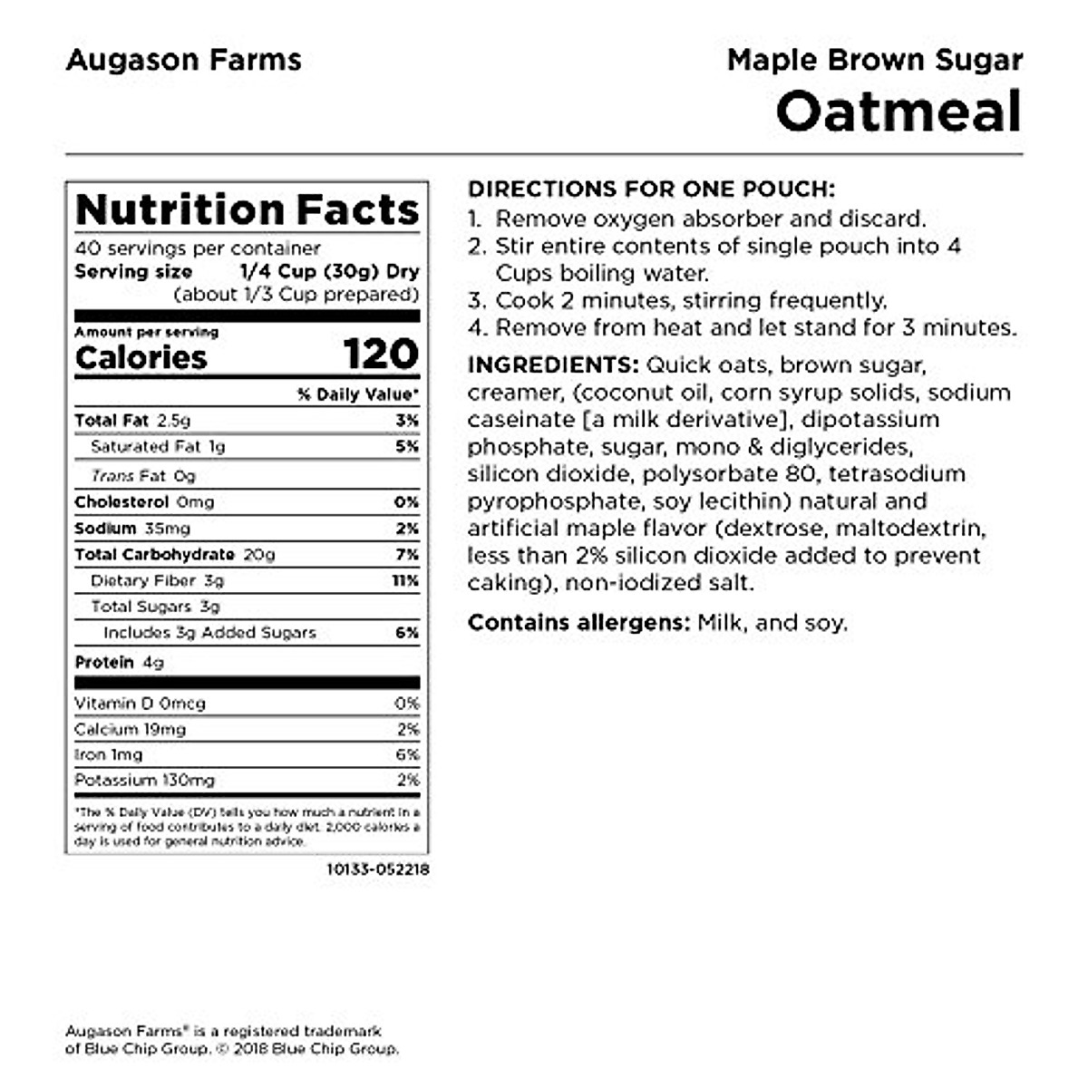 Augason Farms 5-10133 Maple Brown Sugar Oatmeal Super Can Food Storage, 10 Can with 4 Individual Pouches