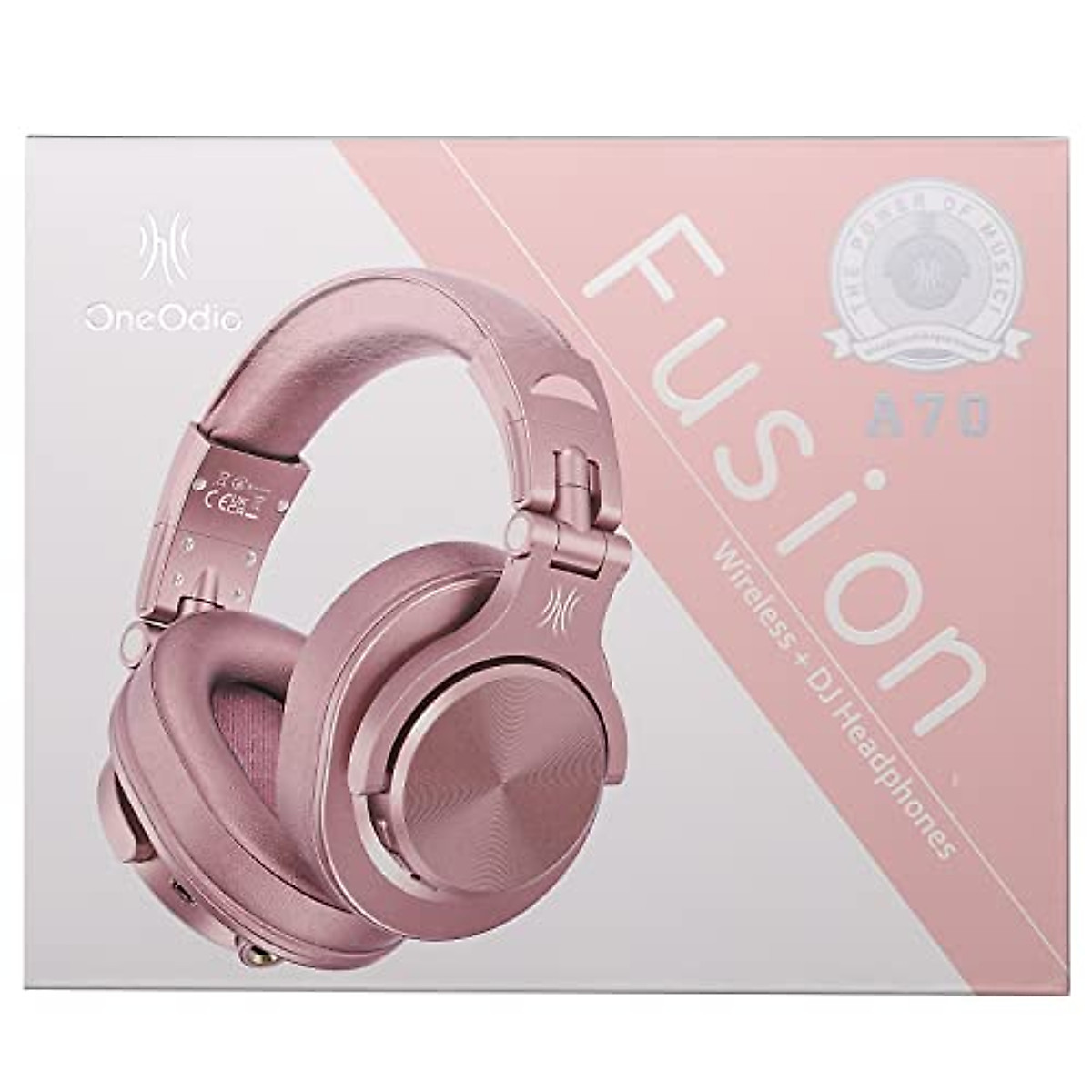 OneOdio A70 Bluetooth Over Ear Headphones for Women and Girls, Pink DJ Headphones, Wired Wireless Recording Headsets, Shareport, Stereo Jack for Guitar Amp Computer PC Tablet (Rose Gold)