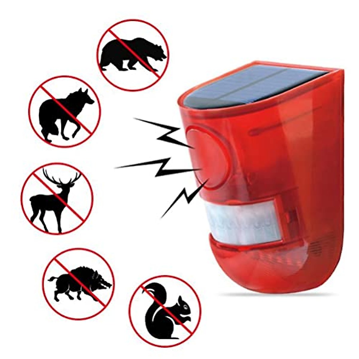 Aolyty Solar Motion Sensor Detector Alarm Lights LED Warning Strobe Flashing Light with 110dB Sound IP65 Waterproof 4 Work Modes Solar Security Siren Light for Home Warehouse Farm Yard (Red)