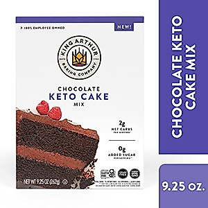 King Arthur Baking Keto Cake Mix, Chocolate, 2g Net Carbs 0g Added Sugar Per Serving, Low Carb & Keto Friendly, 9.25oz, White