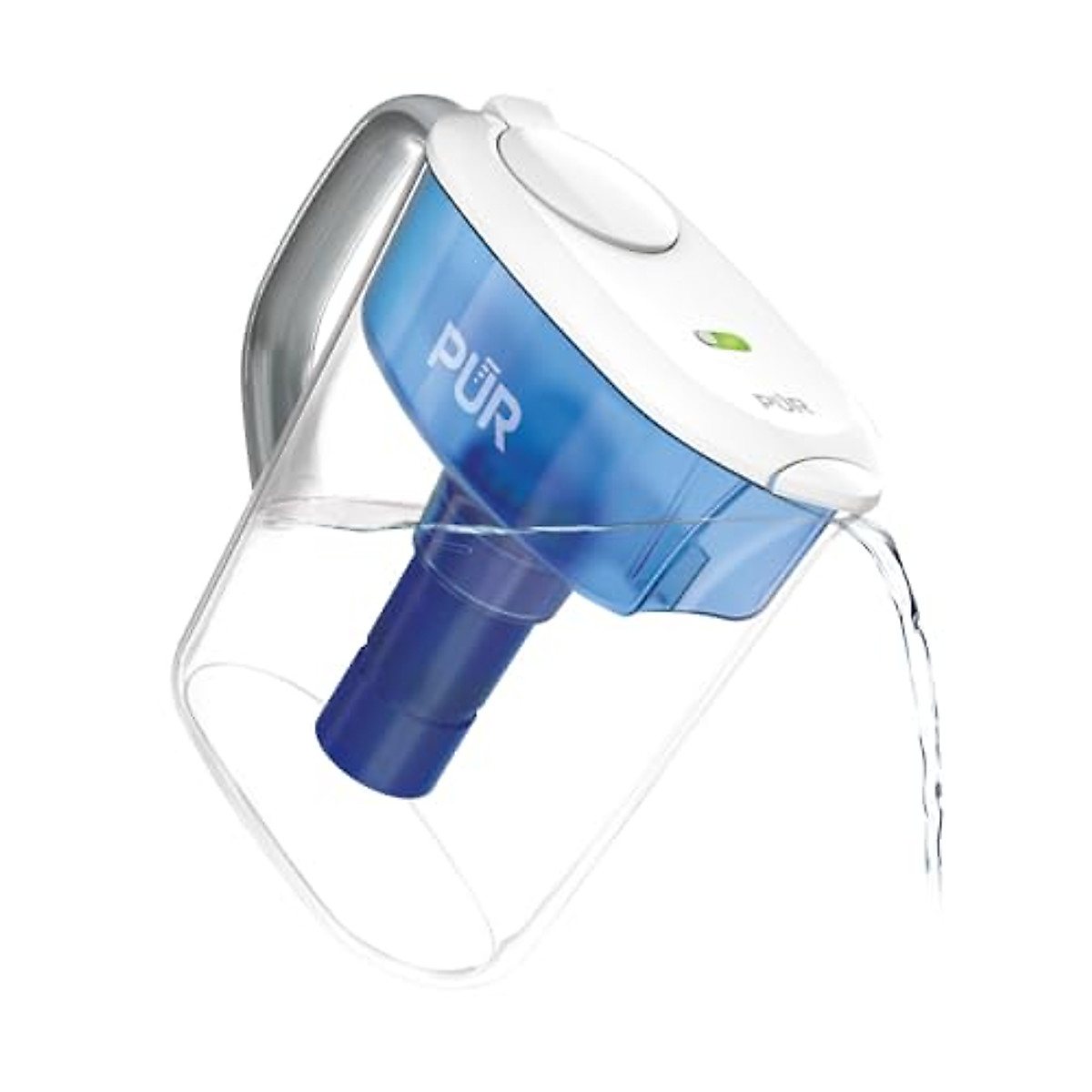 PUR PLUS 11-Cup Water Filter Pitcher with 1 Lead-Reducing PUR Plus Filter, Dishwasher Safe, Powerful Filtration, Filter Change Indicator Light, White, PPT111W