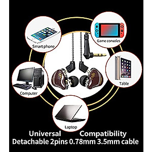 YINYOO in Ear Monitor Headphones CCZ Coffee-Bean IEM HiFi in-Ear Earbuds Earphone with 1DD, Immersive Bass Sound for Singers, Musicians, Stage, Drummers for Church Gym Running(Without mic, Black)