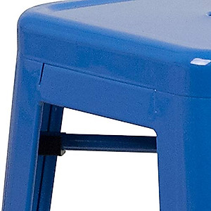 BizChair Commercial Grade 30" H Backless Blue Metal Indoor-Outdoor Barstool, Square