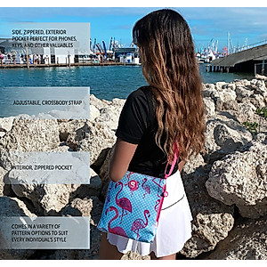 geckobrands Lightweight Medium Crossbody Bag with Pockets (Green/Blue Stripe)