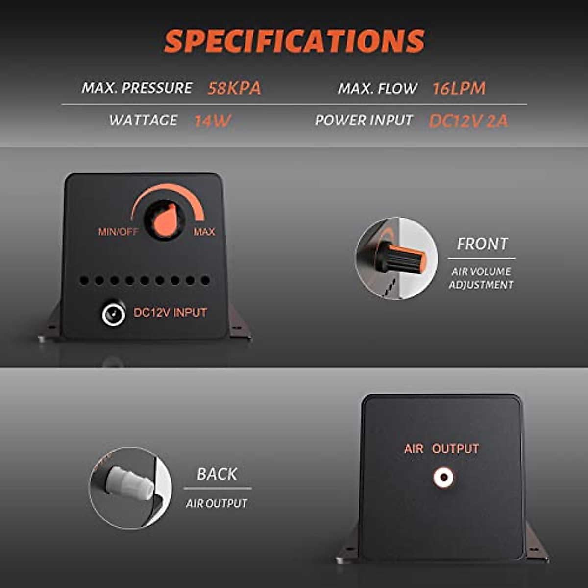 Laser Air Assist, DEWALLIE Laser Air Pump with 16L/min Airflow for 99% Laser Engraver Removing Smoke and Dust, Low Noise and Easily Assemby
