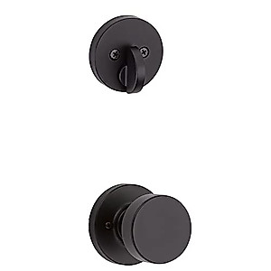 Kwikset Prague Handleset with Round Pismo Door Knob featuring SmartKey Security - Single Cylinder - Matte Black