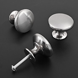 OctinPris 4X Satin Brushed Nickel Knobs Cabinet Hardware Round Mushroom Knob Wardrobe Drawer Pull Handles 30mm/1.18" for Kitchen Cupboard Furniture Chest Door Dresser Bathroom