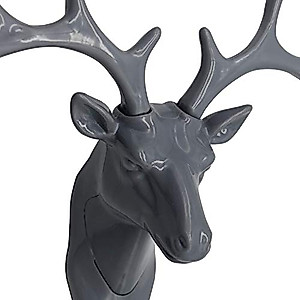 Maydahui 3PCS Deer Head Wall Hook Antler Hanger Animal Shaped Key Coat Hat Hooks Plastic Home Decoration Black White Grey Heavy Duty for Living Room Bedroom Bathroom