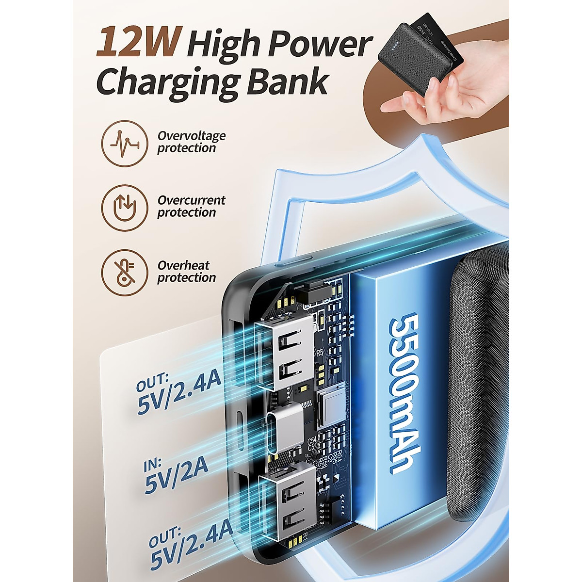 Eventek Heated Scarf for Men/Women with 5500mAh Battery, 3 Temperature Settings Battery Operated Heater for Winter