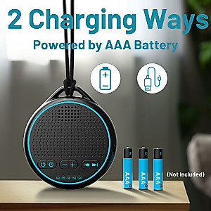 Fourair White Noise Sound Machine with 25 Soothing Sounds Portable Lanyard for Travel Powered by USB or Battery 32 Volume Levels 5 Timers and Memory Function for Baby Kids Adults Sleeping