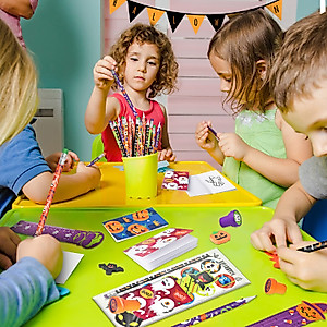 Shemira Halloween Party Favors for Kids,168pcs Halloween Stationery gift kit,Halloween Miniatures Prizes,Trick or Treating Goodie Bag Fillers including Notepad,Stamper,Sticker,Pencil,Eraser,Ruler