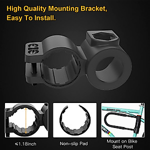 INTEKIN Bike U Lock Heavy Duty Bike Lock Bicycle Lock, 16mm U Lock and 5ft Length Security Cable with Sturdy Mounting Bracket for Bicycle, Motorcycle and More, Black, Large