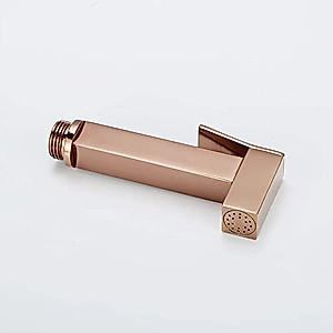 MINJING Handheld Toilet Bidet Sprayer, Solid Brass Square Shower Douche Kit, Wall Mount Bathroom Bidet Faucet, Adjustable Water Pressure Control Cloth Diaper Sprayer,Titanium Gold,1.5m Hos