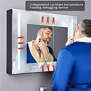 BluHouzz 20 Inch Led Bathroom Bathroom Medicine Cabinet with Mirror, Recessed or Surface Bathroom Mirror with Storage, Anti-Fog and LED Stepless Dimming Lighted Medicine Cabinet with Mirror (20IN)