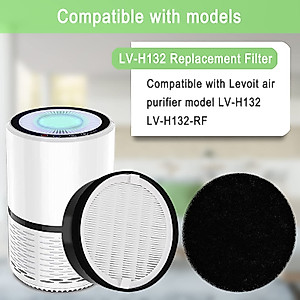 2 Pack LV-H132 Replacement Filter Compatible for LEVOIT LV-H132 Air Purifier LV-H132-RF, H13 True HEPA Filter, Activated Carbon Filter, Replace Part LV-H132-RF