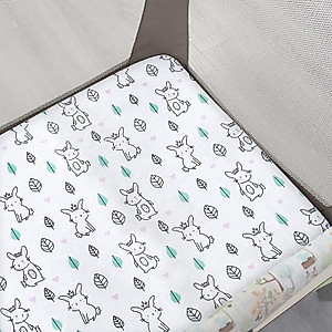 Pack and Play Sheet Quilted, Breathable Thick Playpen Sheets, Lovely Print Mattress Cover, Mini Crib Sheets, 2 Pack Pack and Play Sheets, Stretchy Pack n Play Playard Fitted Sheet