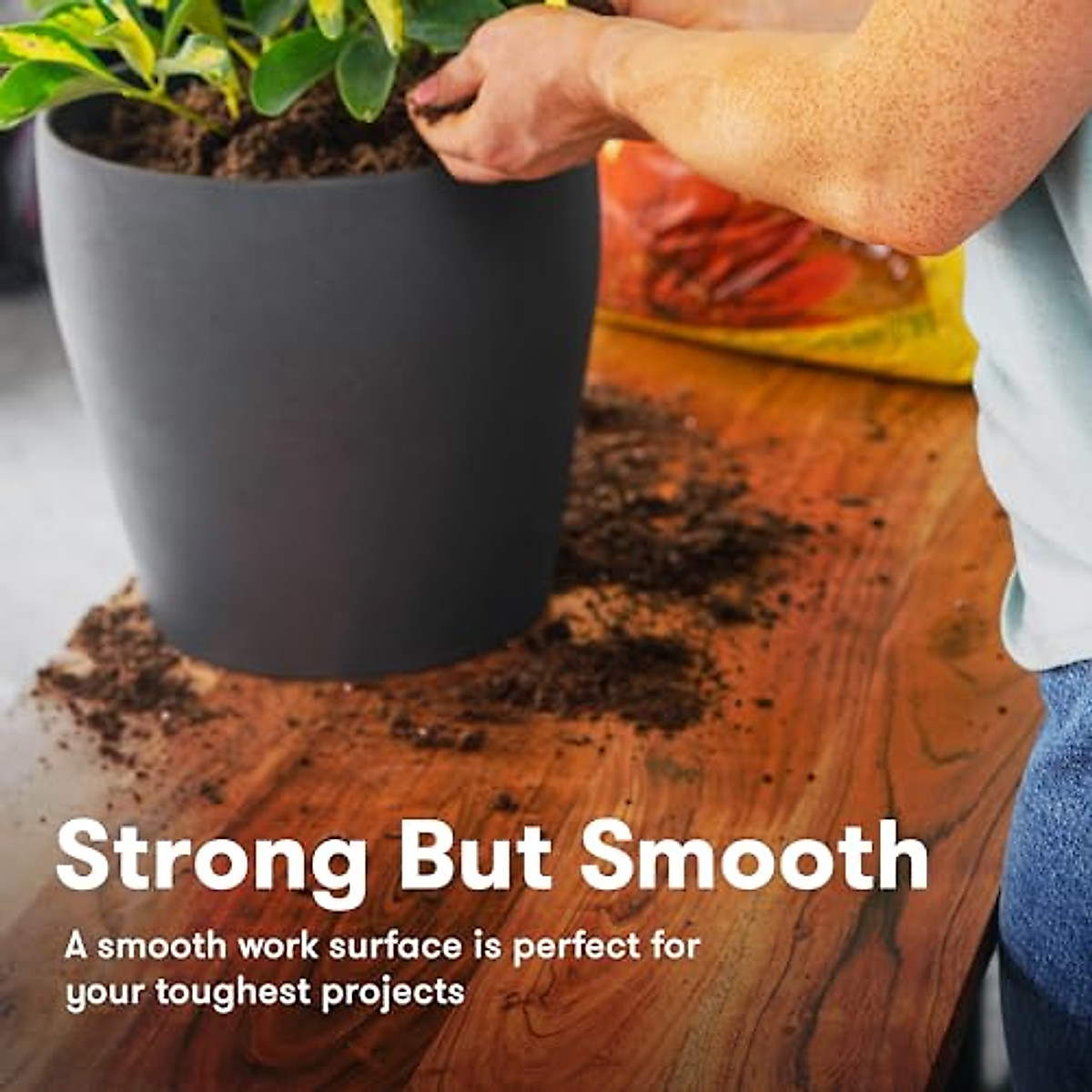 Fedmax Work Bench - 61" Rolling Portable Workbench for Garage - Metal with Acacia Hardwood Top, Adjustable Legs