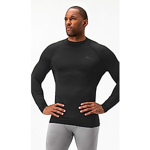 DEVOPS 2 Pack Men's Thermal Turtle Mock Neck Shirts, Compression Long Sleeve Tops (X-Large, Black/Black)