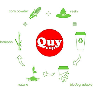 QUY CUP. Apollo. Bamboo Coffee To Go Mug - Set of 2, 14 oz. Italian Design, BPA Free Ecofriendly Cups, 2 Reusable Travel Mugs