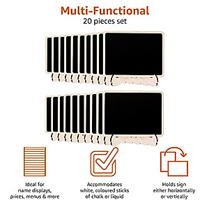 Amazon Basics Wood Mini Chalkboards Signs with Support Easels, 20 Pack
