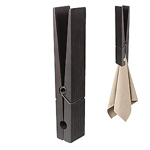 Clothespin, Giant Wooden Clothespin Towel Holder Large Bathroom Towel Holder Clips with Spring Clothes Clips with Adhesive for Wall Bathroom Laundry Room Nursery Kitchen Decor