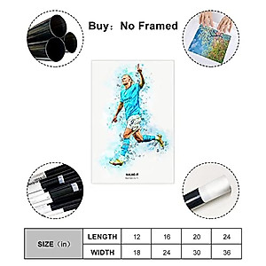 Erling Haaland Posters for Walls Man City Soccer Poster Canvas for Bedroom The Wall Art Unframe-style 16x24inch(40x60cm)