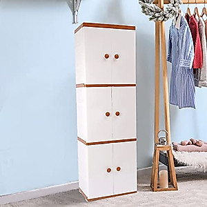 Storage Cabinet with 120 lbs Strong Load-Bearing Capacity, Khaki and White Storage Drawer Units, Plastic Storage Dressers for Tool and Home Organization, 19.7" Lx12.2 Dx61 H