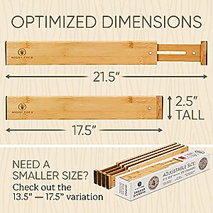 Bamboo drawer dividers expandable - wooden dividers separators Spring Loaded Drawer Organizer for Clothes, Kitchen Utensils, Bathroom and Dresser - Wood Dividers for Drawers - Keep Your Stuff Organized and Sorted [13.5" - 17.5"]