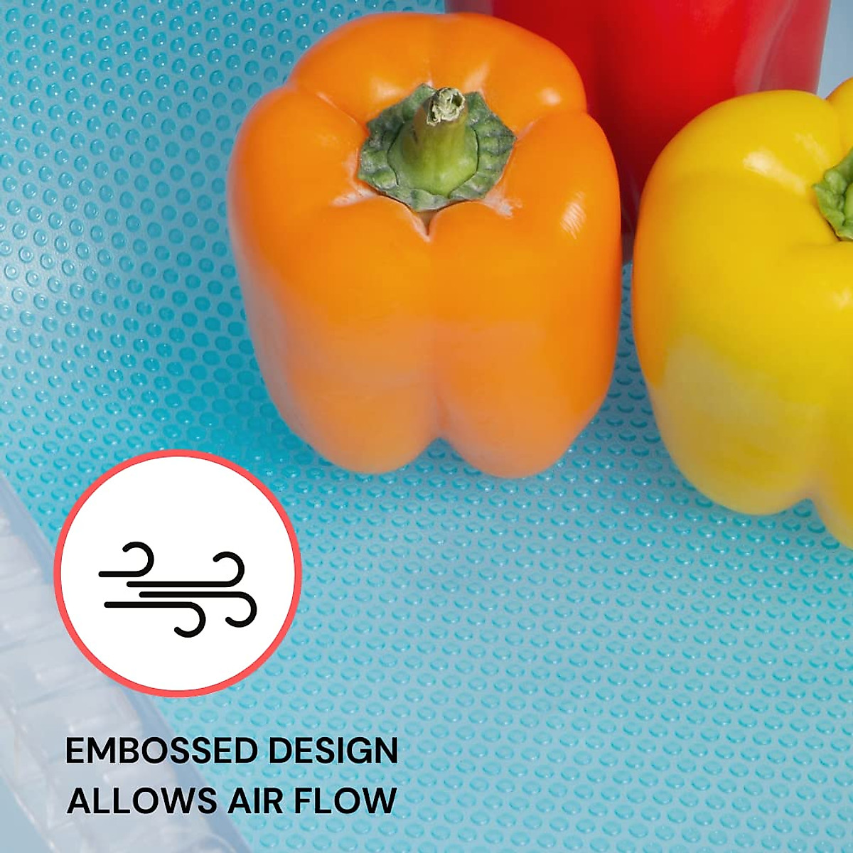 Con-Tact Brand Refrigerator Shelf and Bin Liner, Embossed Durable Washable Non-Adhesive Water and Oil Proof Reusable BPA Free Fridge Mat, 17.6" x 11.3", Teal, 3 Pack