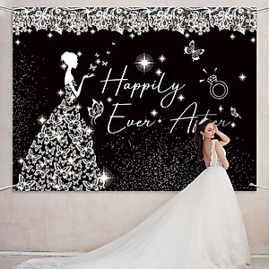 Rimbol Elegant Wedding Shower Background, Bridal Gown Silhouette Background 4.5x6ft Suitable for Wedding Engagement Parties