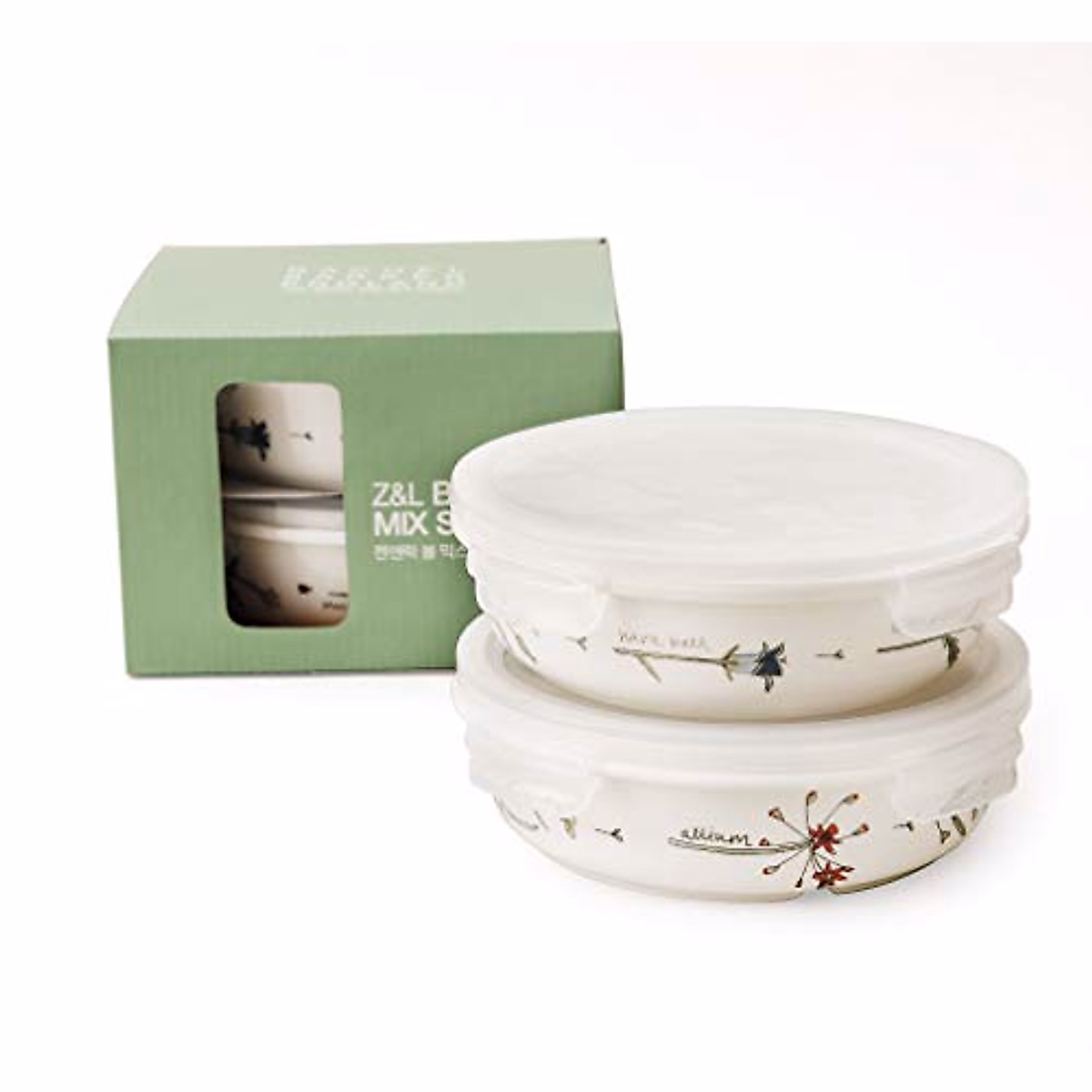 RACHEL BARKER Meadow Flower Porcelain Serve and Store Airtight Container Mix Set of 2, 14oz (BOWL)