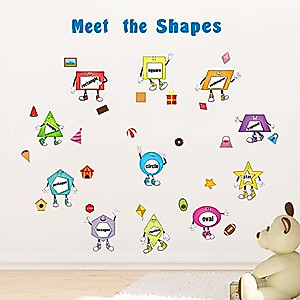 IARTTOP Colorful Shapes Wall Stickers, Educational Learning Geometry Wall Decals, Removable Wall Stickers for Kids Bedroom Preschool Kids Playroom Nursery Wall Decor Toddler Classroom Decoration