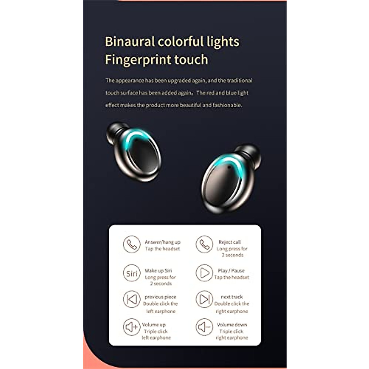 Fiudx Earbuds Bluetooth Wireless Headphones - Touch Control Bluetooth 5.0 Stereo in Ear Mini Earbuds Christmas Birthday Present Gift for Kids Adults