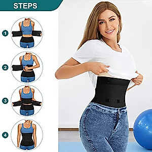 SUNACGO Waist Trainer for Women Workout Waist Cincher Trimmer 3 Segmented Underbust Corset Tummy Control Hourglass Body Shaper(Black, Medium)