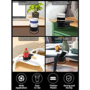 3PCS Drinking Cup Holder Clip, Kalolary Chair Desk Bottle Cup Stand DIY Glass Clamp Storage Saucer Clip for Potted Plant Beverage Soda Coffee Mug Holder Clip for Home & Office (Black)