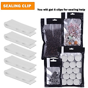 200 PCS 5x8 Mylar Bags with Clear Window Ziplock Packaging Smell Proof Mylar Bags for Food Storage, Packaging Bag for Candy, Cookies and Small Jewelry, Resealable Matte Black Mylar Bags