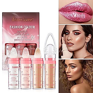 Pexihoap 3 Colors Body Glitter Set, Shimmer Face and Body Highlighter Powder with Sponge Head, High Gloss Fairy Glitter Sparkle Powder, Highlight Makeup for Hair Face Body Cosmetics