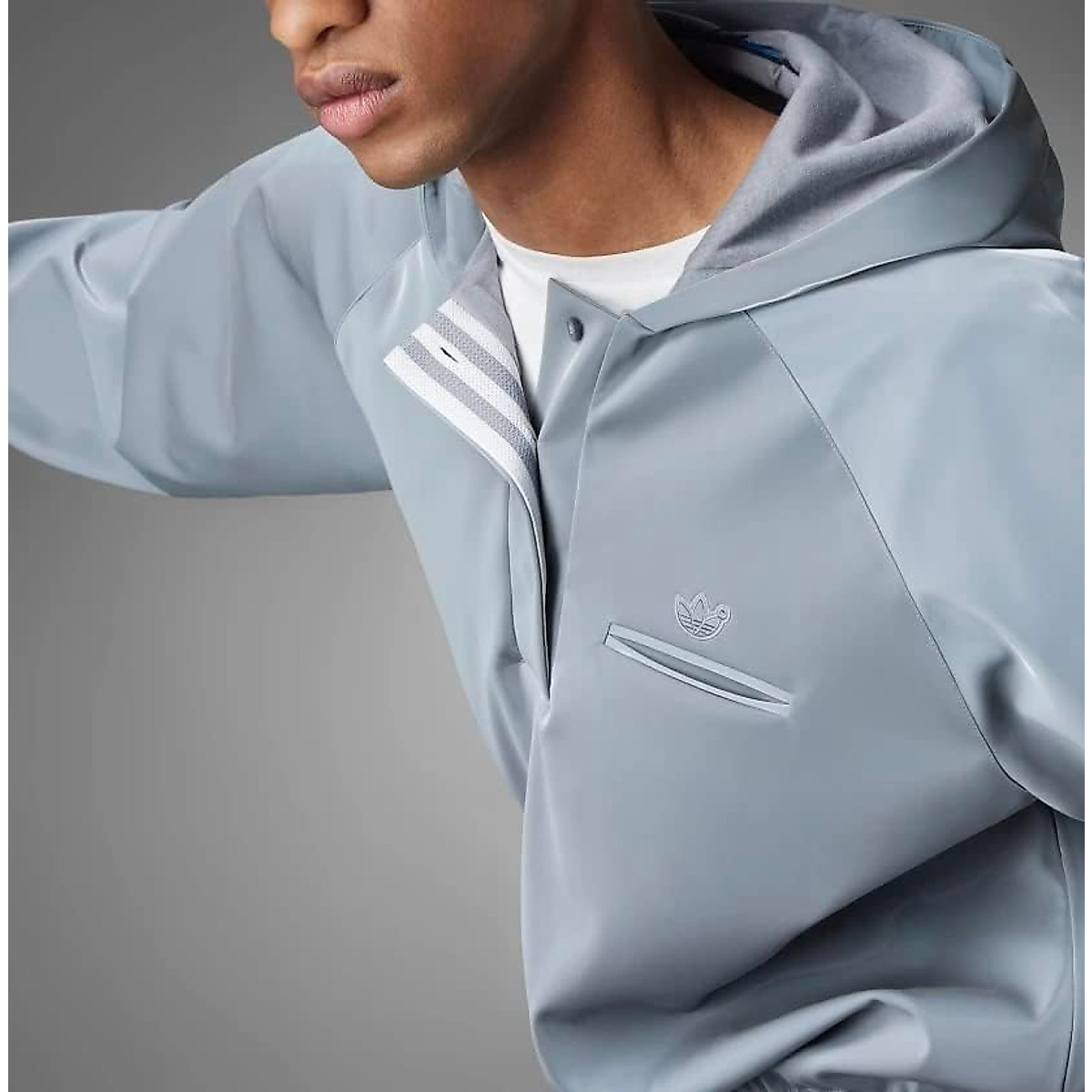 ADIDAS ORIGINALS UNISEX BLUE VERSION HIGH SHINE HOODIE, GREY (as1, alpha, l, regular, regular, LARGE)