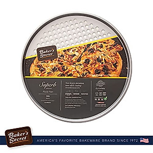 Baker's Secret Nonstick Pizza Crisper for Oven 14", Aluminized Steel Pizza Baking Pan with holes, 2 Layers Non-stick Coating For Easy Release, Dishwasher Safe Baking Supplies - Superb Collection