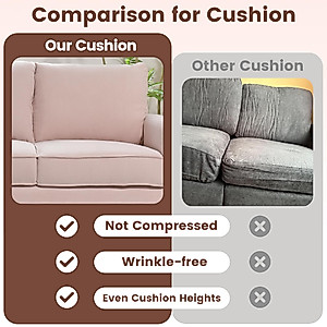 ovios Modern Corduroy Couch with Cloud Cushion,Comfy 3 Seater Sofa with Deep Seat,Comfortable Small Sofas for Small Space Living Room Bedroom Office Apartment (Pink)