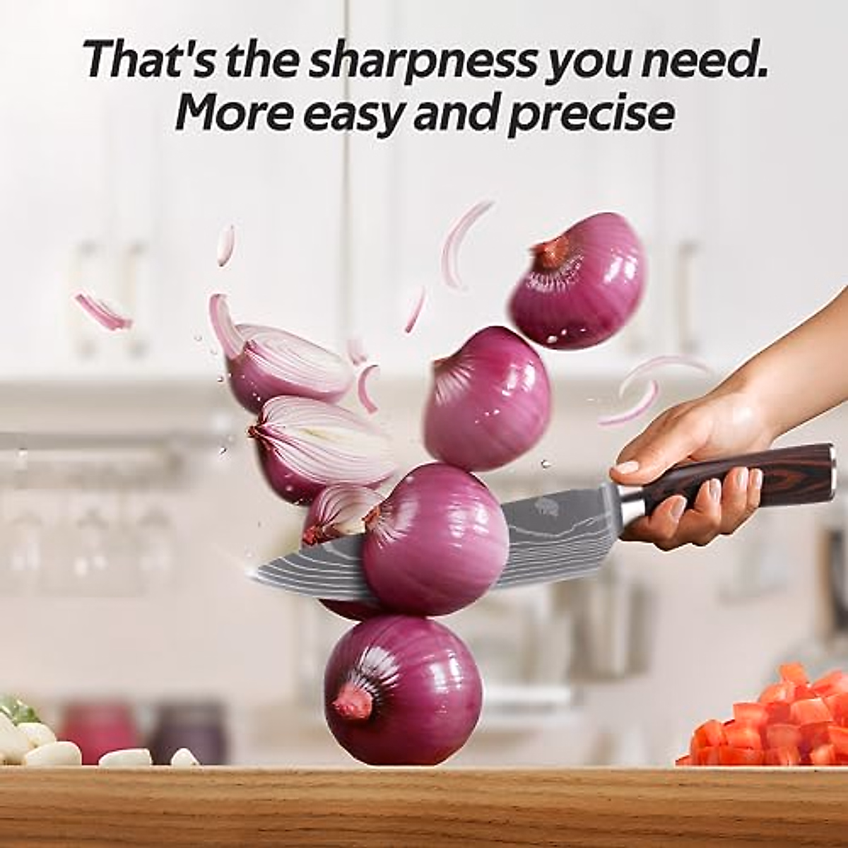 Oserlo Kitchen Knife Set, 8 Pcs High Carbon Stainless Steel Chef Knife Set with Ergonomic Balance Handle & Sheath, Ultra Sharp Professional Japanese Knife Set for Cutting, Peeling & Slicing