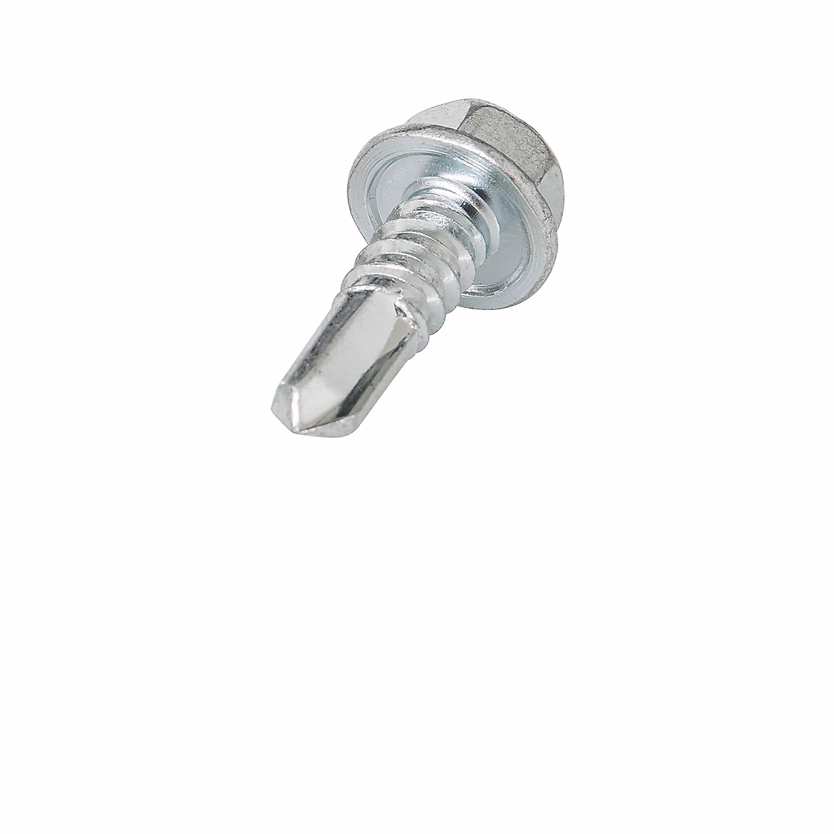 1/4''-14 x 3/4" Hex Washer Head Self-Drilling Tek Screw Zinc Plated Steel for Attaches Sheet Metal Steel or Steel to Metal - Box of 50