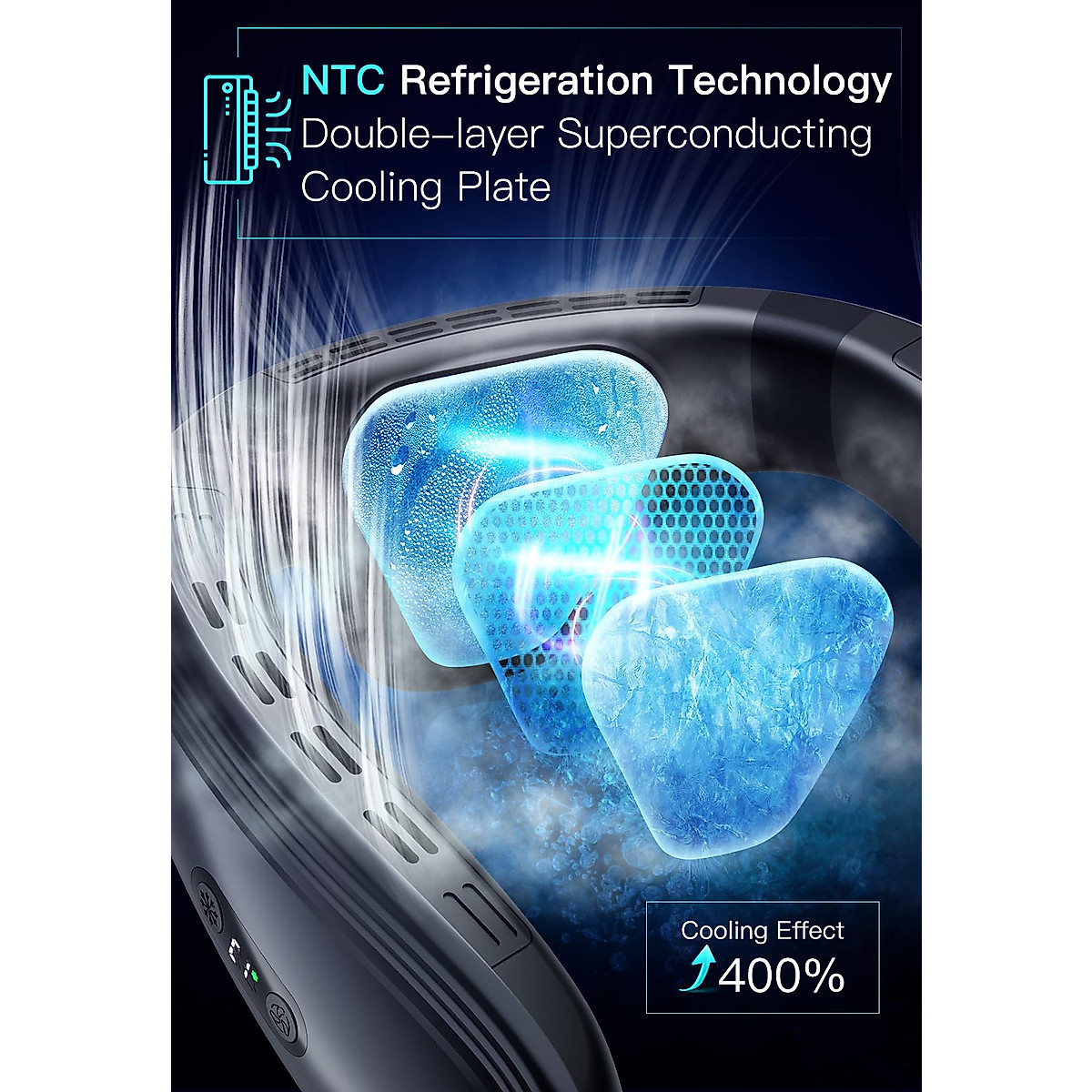 LIOURY Neck Air Conditioner Portable, Front & Back Up-down Airflow Portable Neck Fan, 360° Full-body Cooling Neck Fan, 8000 mAh Rechargeable Neck Fan Air Conditioner with Large Cooling Plate (Black0)