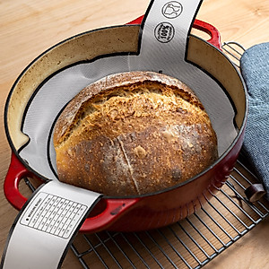 4 Pieces Silicone Baking Mat for Dutch Oven Bread Baking Non Stick Baking Mat with Long Handle 8.3 Inch Reusable Silicone Baking Sheets Heat Resistant Baking Bread Pad for Dough Pastry