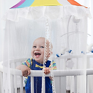 VOSAREA Rainbow Bed Canopy Half-Round Dome Reading Corner Tent Decorative Mosquito Net for Toddlers -1.2m