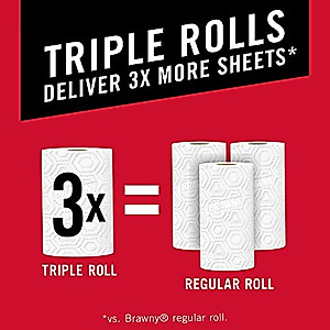Brawny® Tear-A-Square® Paper Towels, 6 Triple Rolls = 18 Regular Rolls