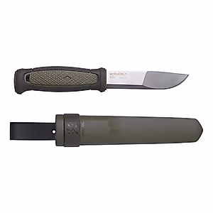 Morakniv Kansbol Sandvik Stainless Steel Fixed-Blade Survival Knife With Sheath, Military Green, 4.3 Inch