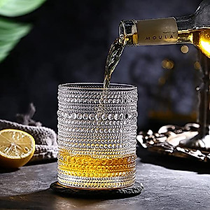 Bandesun Romantic Water Glasses, 12 oz Hobnail Drinking Glasses Set 6, Embossed Vintage Glassware Set for Beer, Cocktail, Soda, Beverage clear