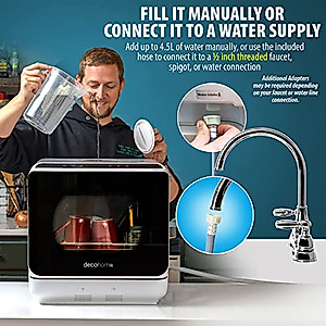 Deco Home Portable Countertop Dishwasher with Built-In Water Tank and Hook Up, 5 Cleaning Modes, Drying Heating Element